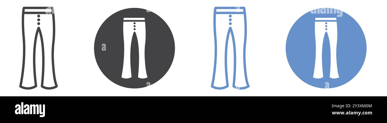 Pants Icon Vector symbol or sign set collection in black and white ...