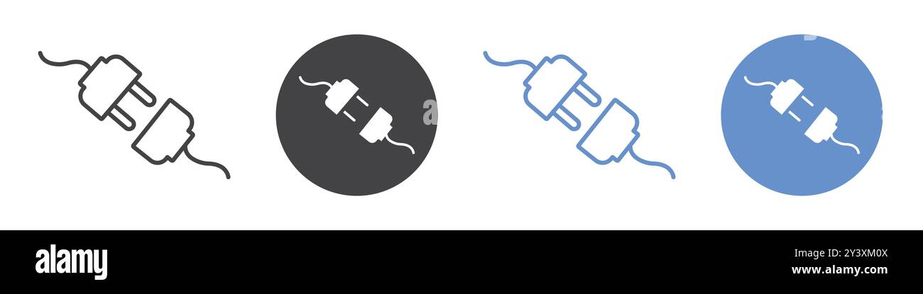 Plugin icon Vector symbol or sign set collection in black and white ...