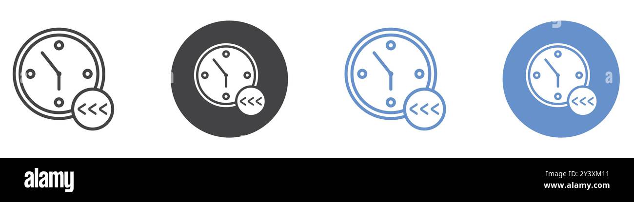 Past time icon Vector symbol or sign set collection in black and white ...