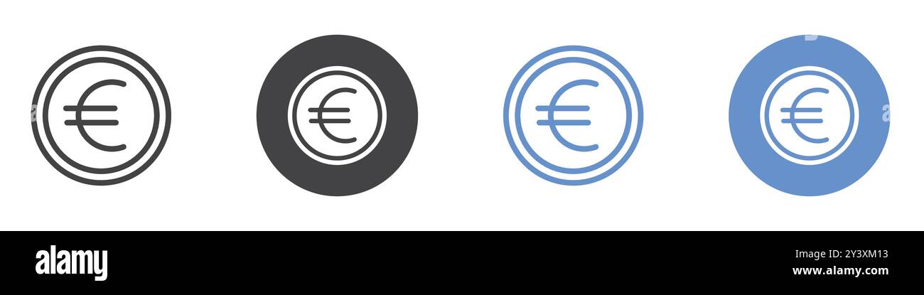Euro Icon Vector symbol or sign set collection in black and white ...