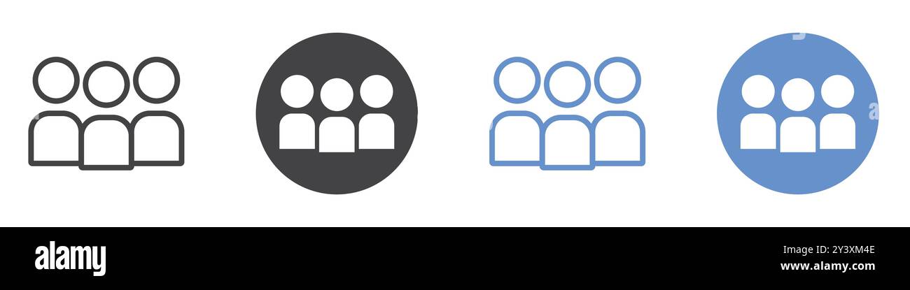 Group icon Vector symbol or sign set collection in black and white ...