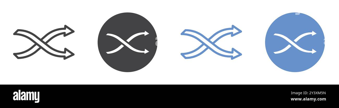 Shuffle icon Vector symbol or sign set collection in black and white ...