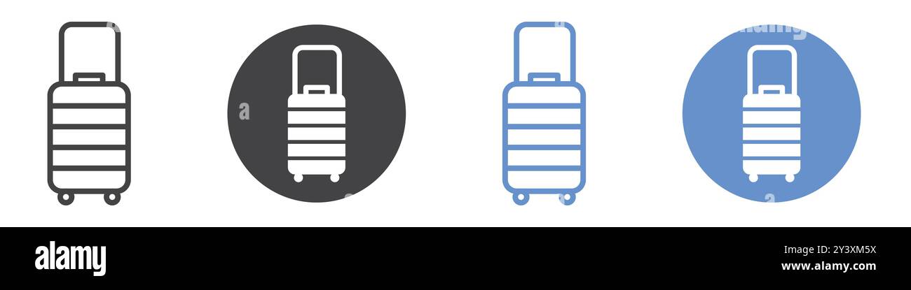 Suitcase icon Vector symbol or sign set collection in black and white ...