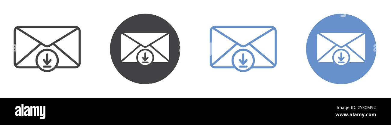 Inbox icon Vector symbol or sign set collection in black and white outline Stock Vector Image ...