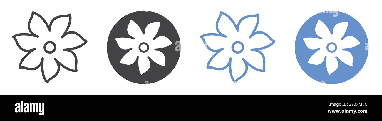 Jasmine icon Vector symbol or sign set collection in black and white ...