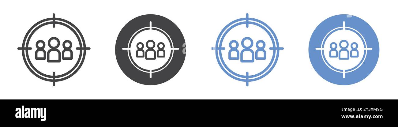 Target audience icon Vector symbol or sign set collection in black and ...