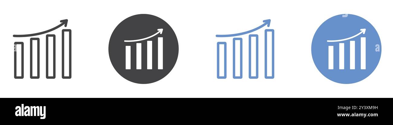 Stats icon Vector symbol or sign set collection in black and white ...
