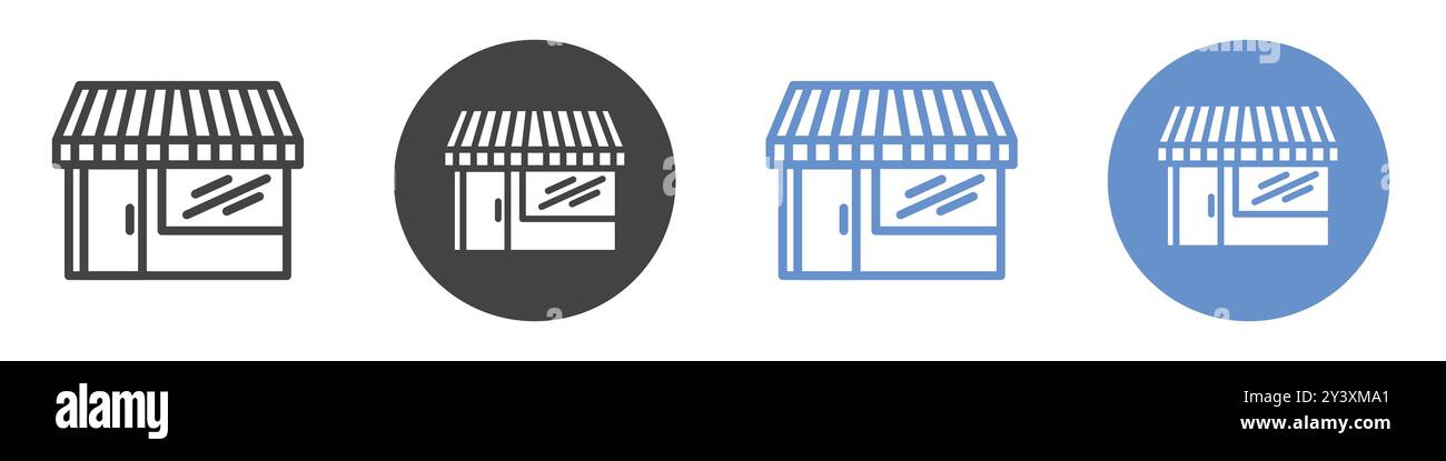 Store icon Vector symbol or sign set collection in black and white ...