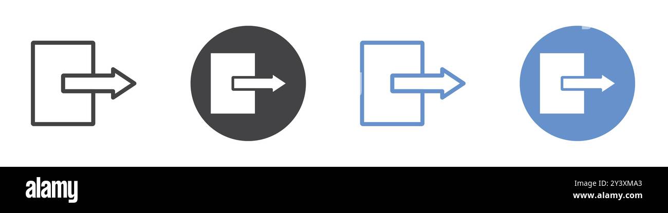 Sign out icon Vector symbol or sign set collection in black and white ...