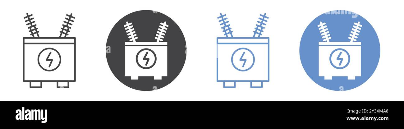 Transformer icon Vector symbol or sign set collection in black and ...