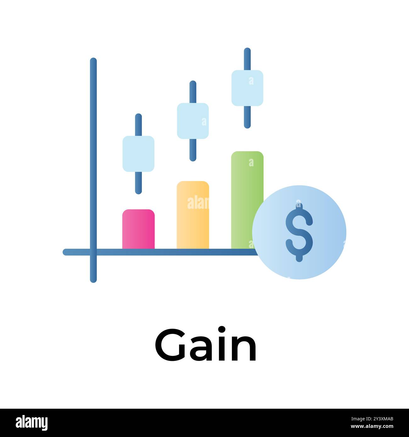Stock market growth chart vector design isolated on white background ...