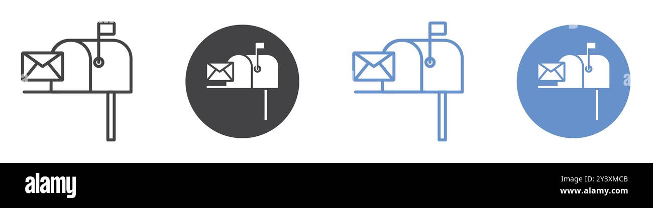 Mailbox icon Vector symbol or sign set collection in black and white ...