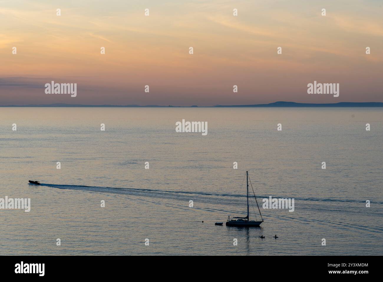 Sailing boat in the Bristol Channel, North Devon, UK Stock Photo - Alamy
