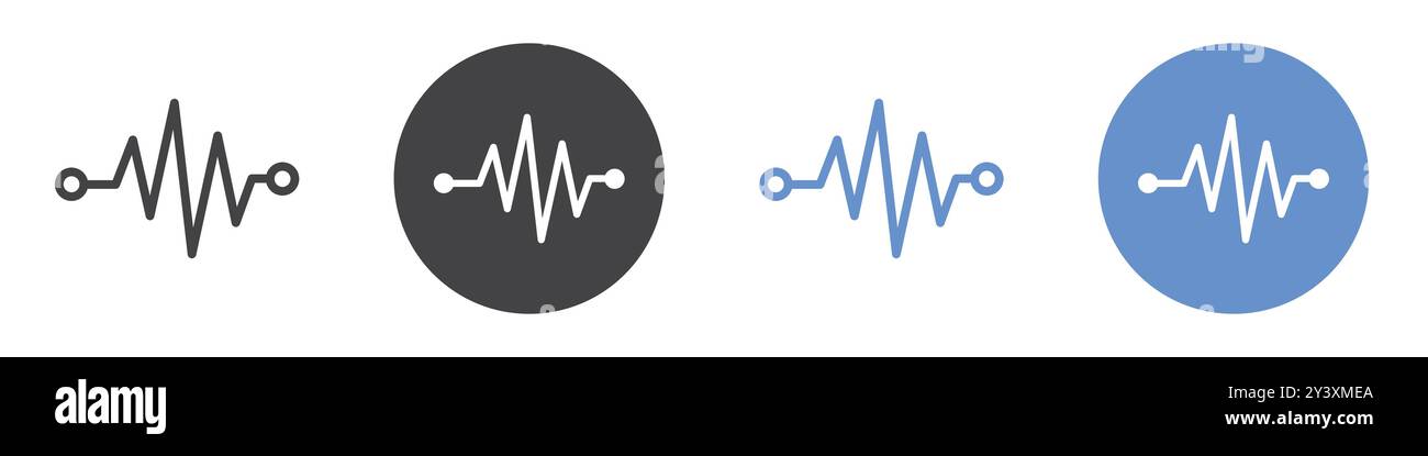 Pulse icon Vector symbol or sign set collection in black and white ...