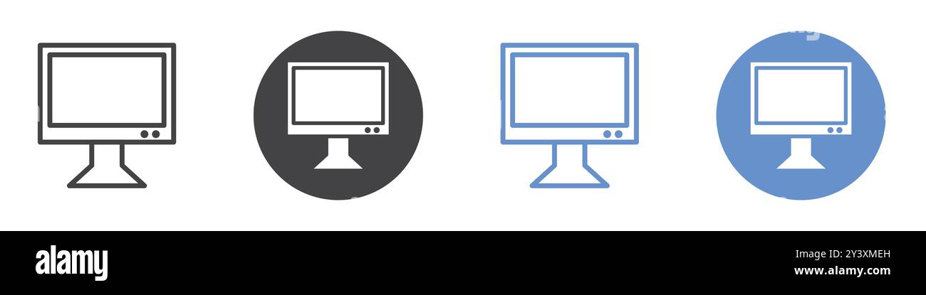 Monitor icon Vector symbol or sign set collection in black and white ...