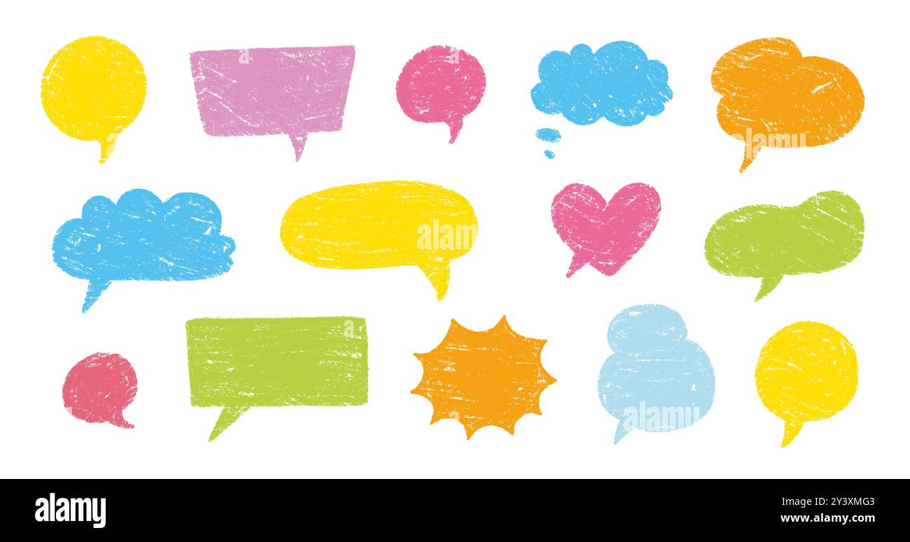 Crayon talk speech balloon frame doodle vector. Hand drawn crayon ...