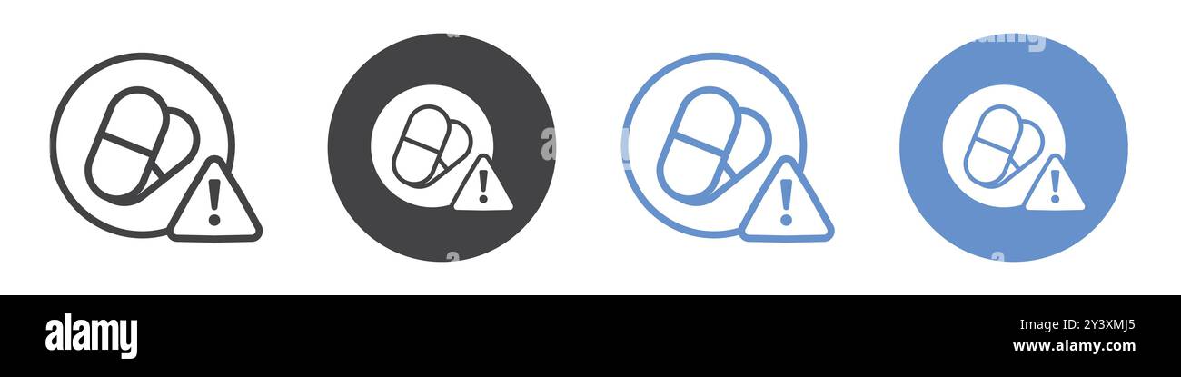 Overdose icon Vector symbol or sign set collection in black and white ...