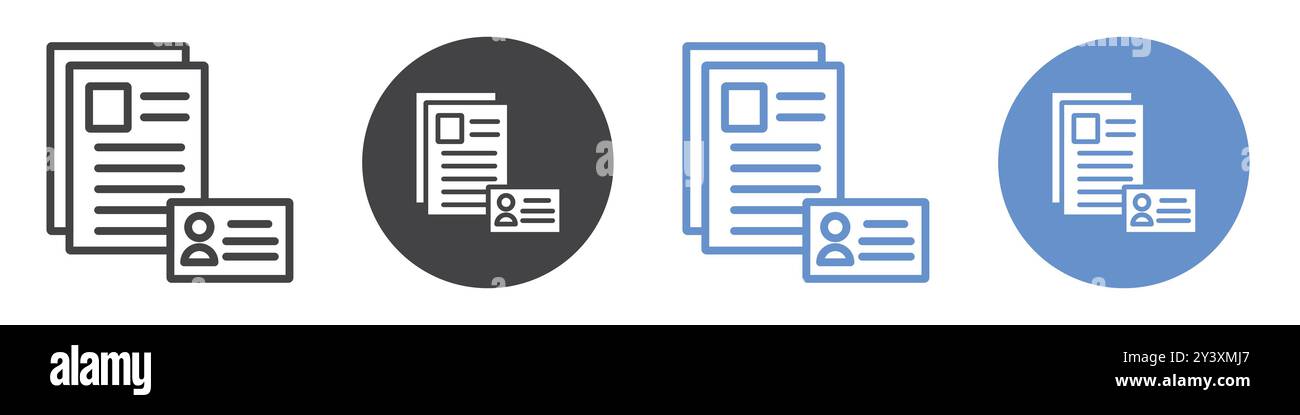 Personal documents icon Vector symbol or sign set collection in black ...