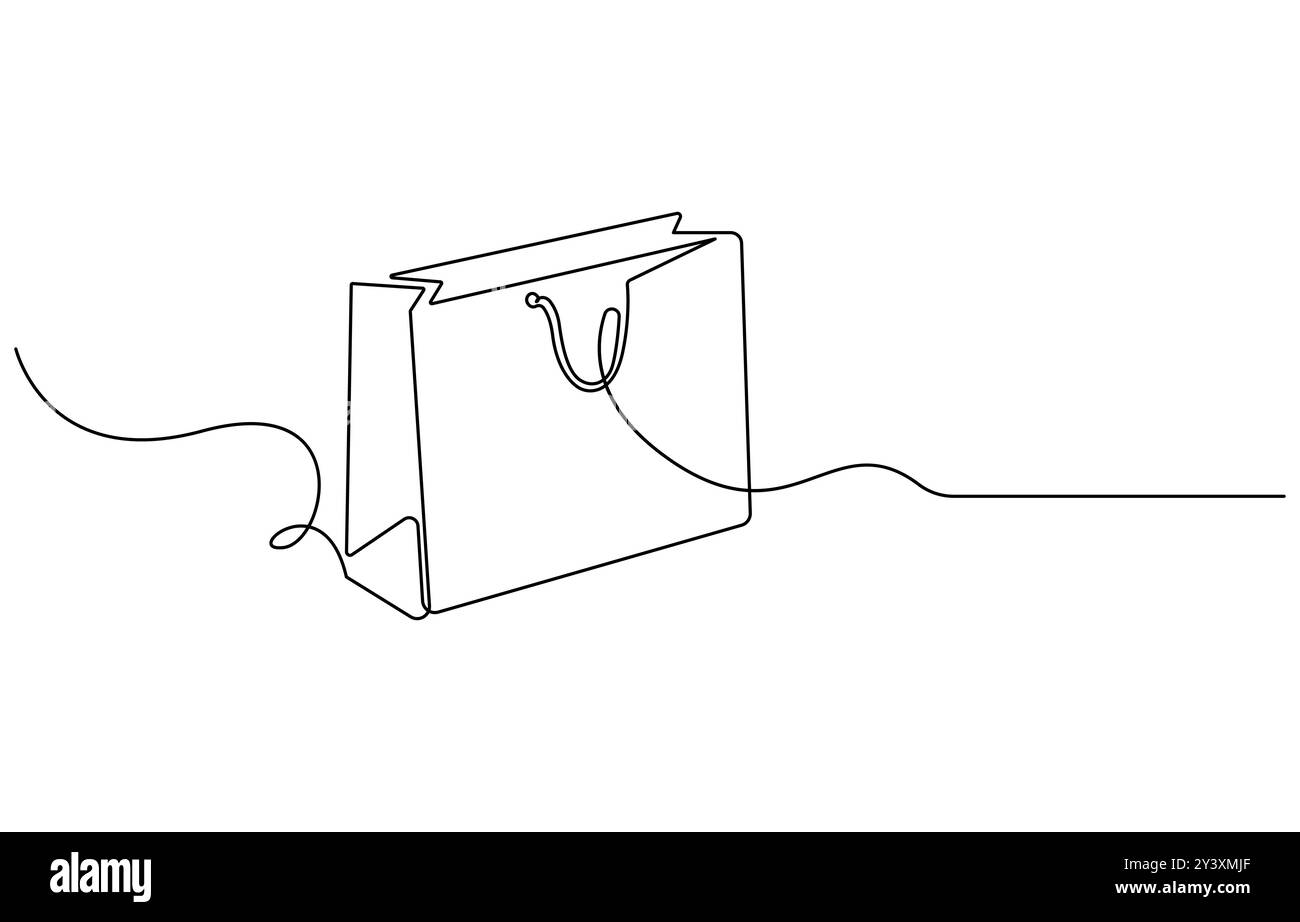 Continuous one line drawing of shopping bag. Simple one line art paper ...