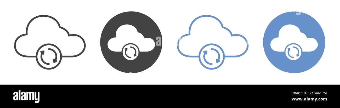 Synchronization icon Vector symbol or sign set collection in black and white outline Stock ...