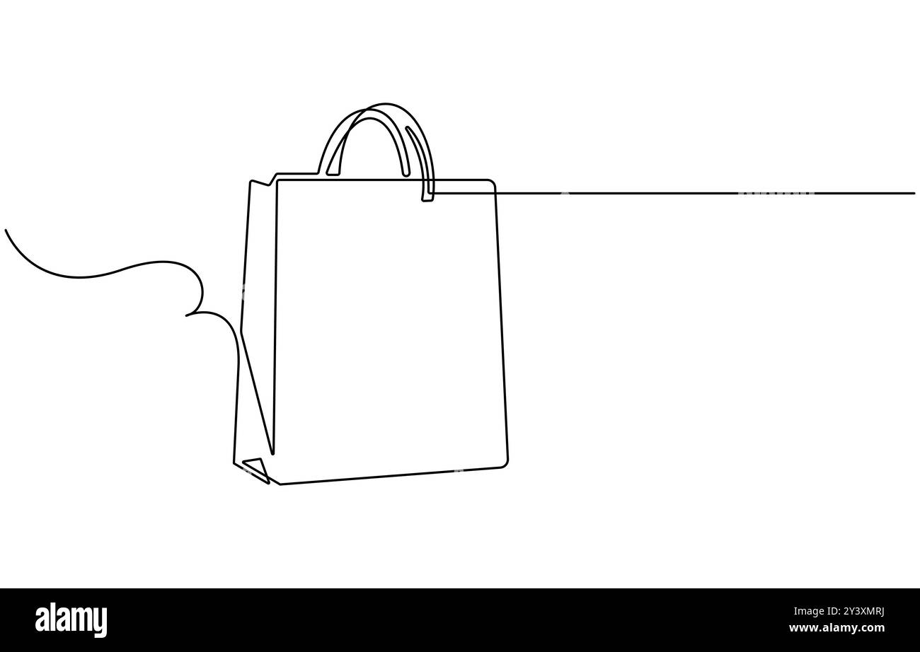 Continuous one line drawing of shopping bag. Simple one line art paper ...