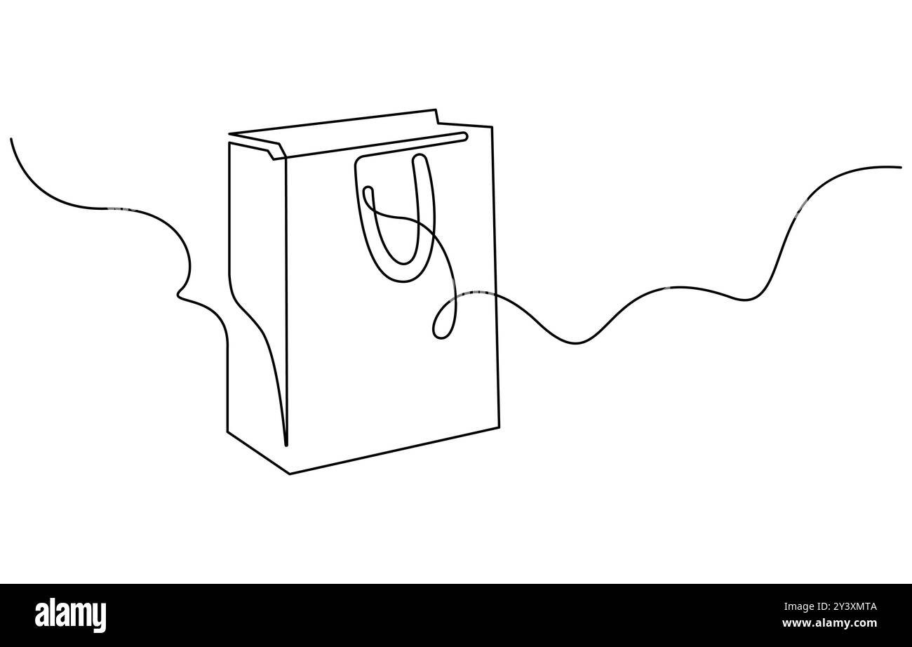 Continuous one line drawing of shopping bag. Simple one line art paper ...