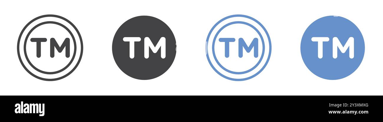 TM trademark icon Vector symbol or sign set collection in black and ...
