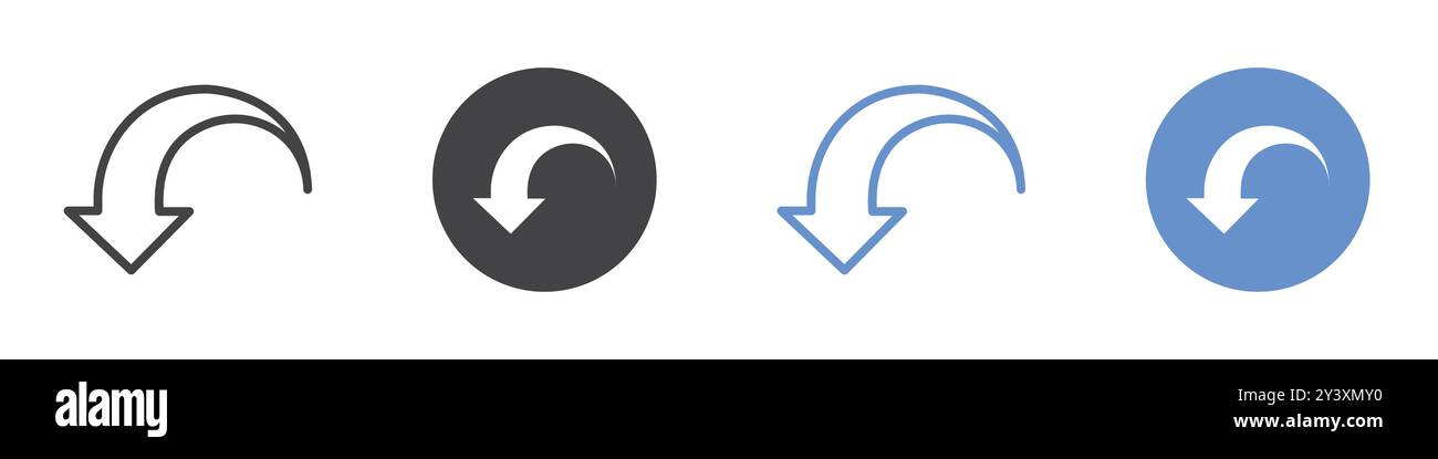 Undo icon Vector symbol or sign set collection in black and white ...