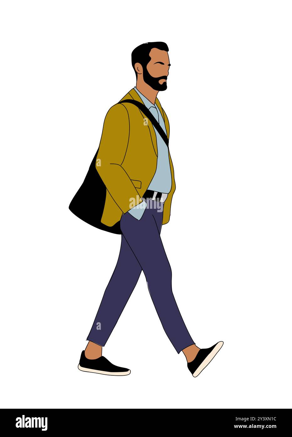Business man in casual attire walking side view Stock Vector Image ...