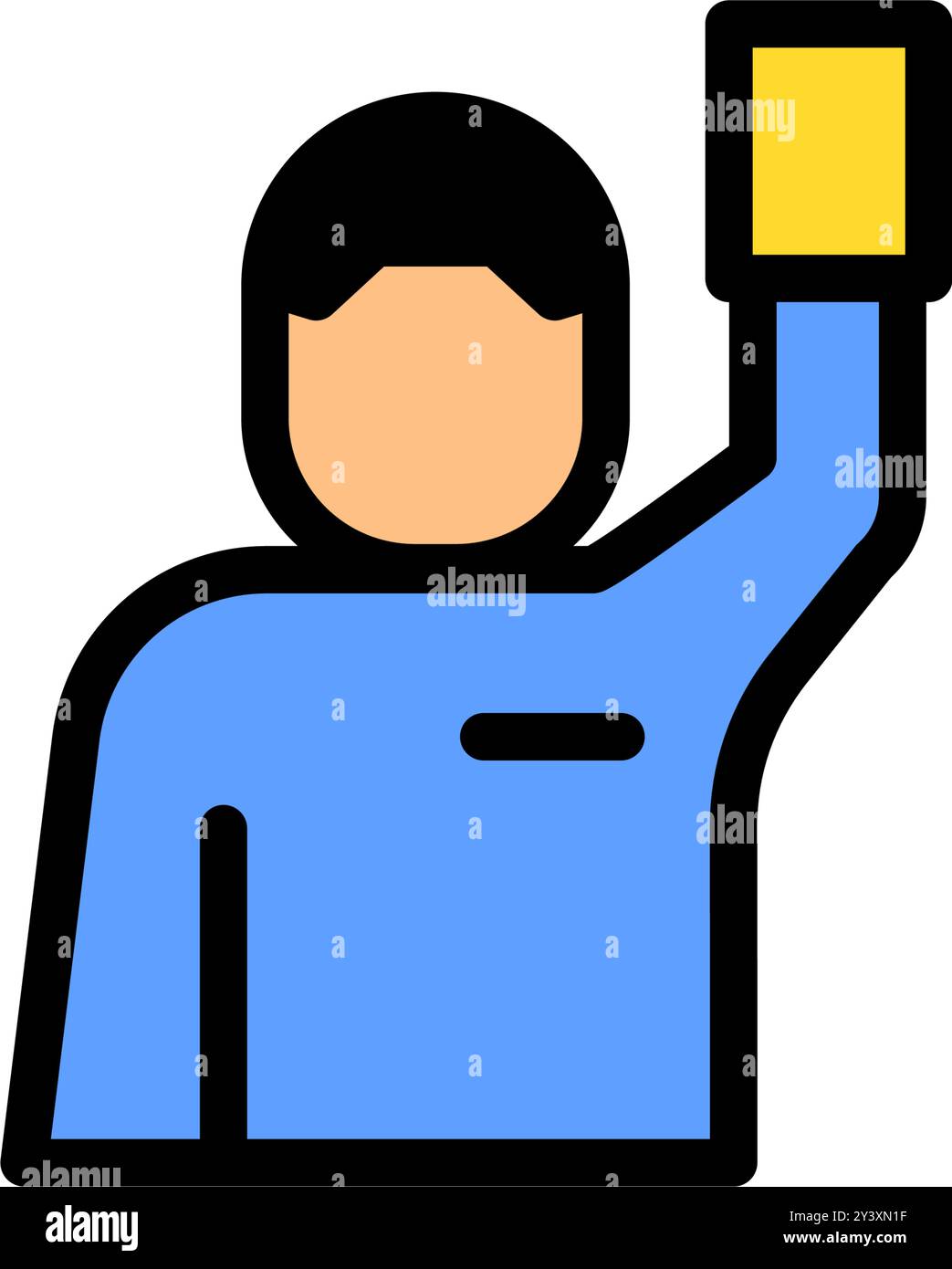Icon Flat referee hold yellow card, soccer game penalty. Football ...