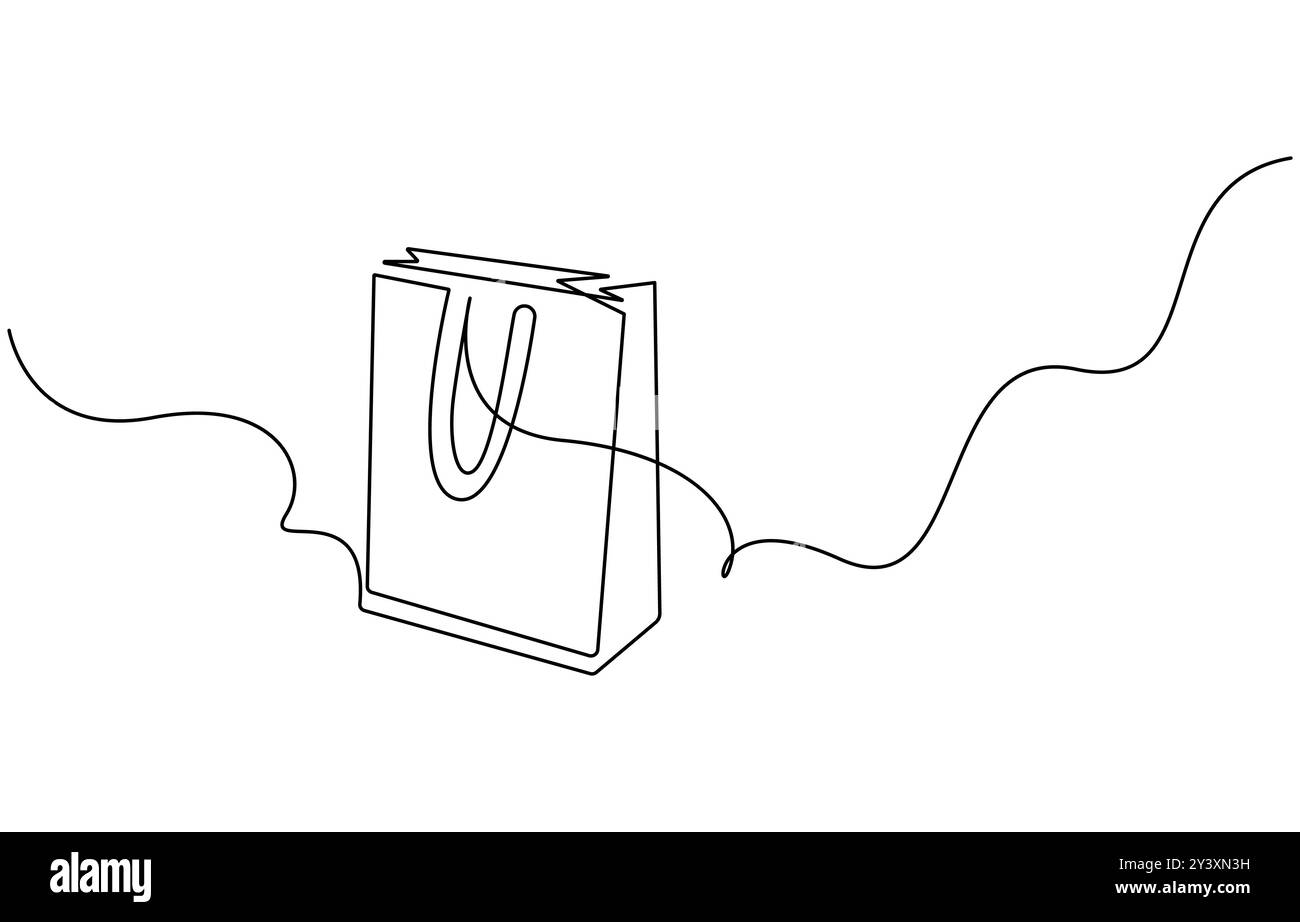 Continuous one line drawing of shopping bag. Simple one line art paper ...
