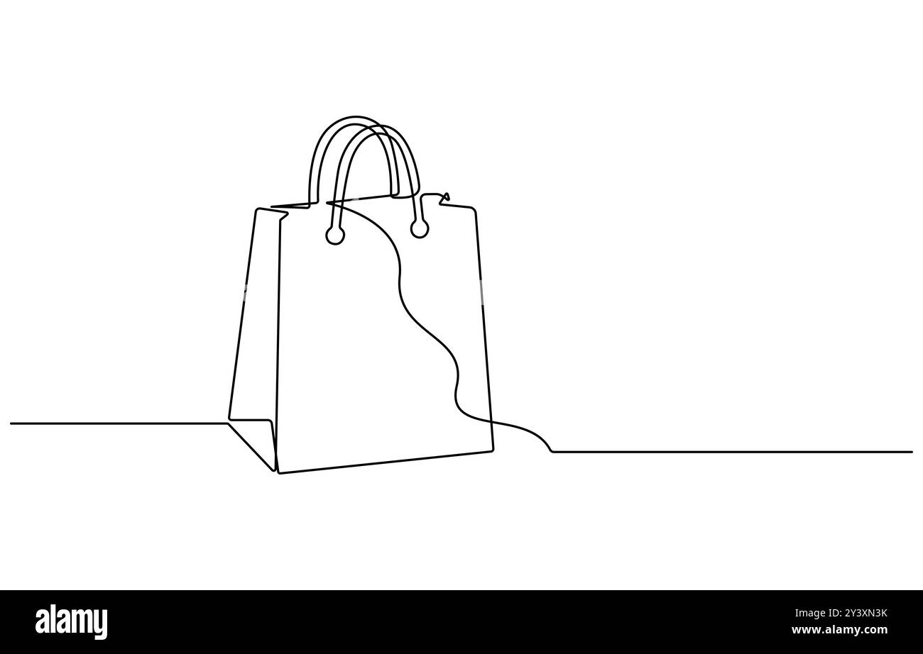 Continuous one line drawing of shopping bag. Simple one line art paper ...