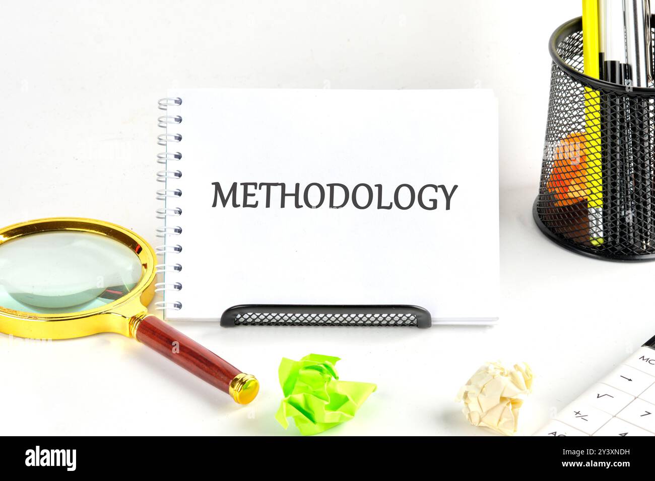 Technology concept. METHODOLOGY written in a notebook on a white ...