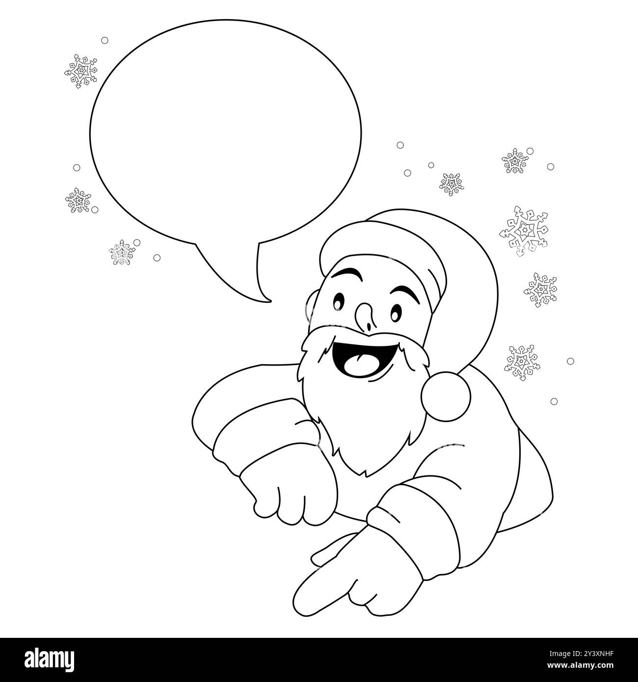 Santa Claus with speech bubble. Happy Christmas cartoon Santa Claus ...