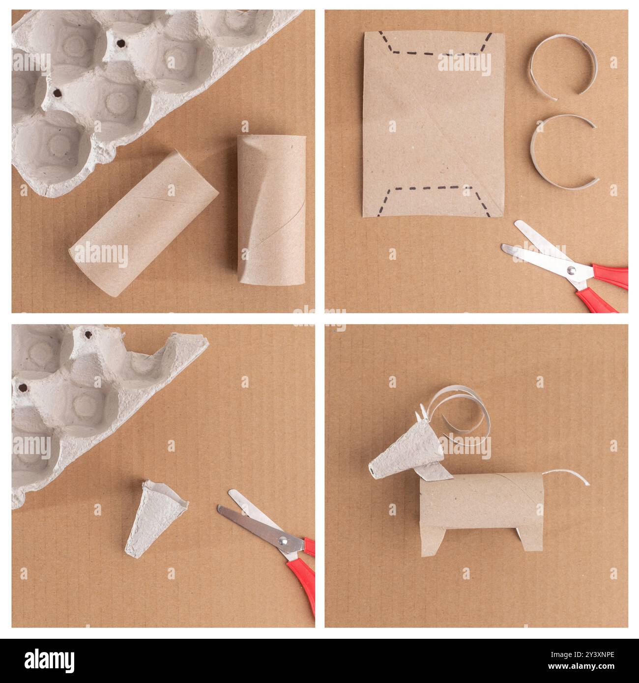 Crafted from a toilet paper roll, this animal-themed ram with curled ...