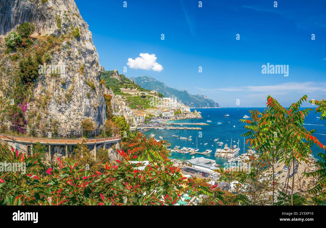 Landscape with famous Amalfi Coast and Amalfi town, Italy Stock Photo ...