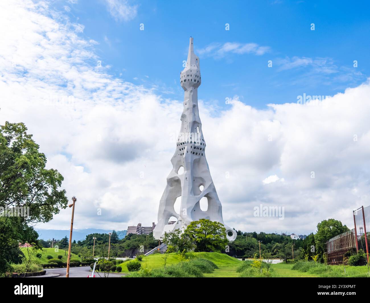 Aerial view of The Great Peace Prayer Tower or PL Peace Tower, in Osaka ...