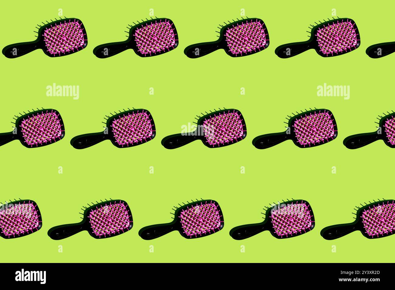 Striking photo with vibrant pink combs pattern on cheerful green ...