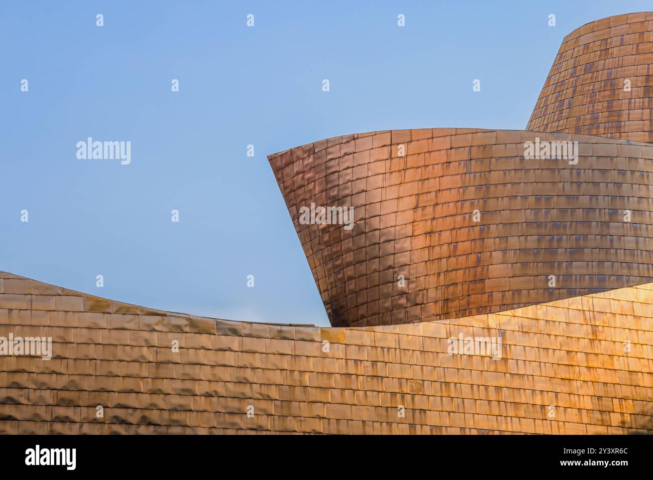 A rooftop close-up with details of the famous Guggenheim Museum in the ...