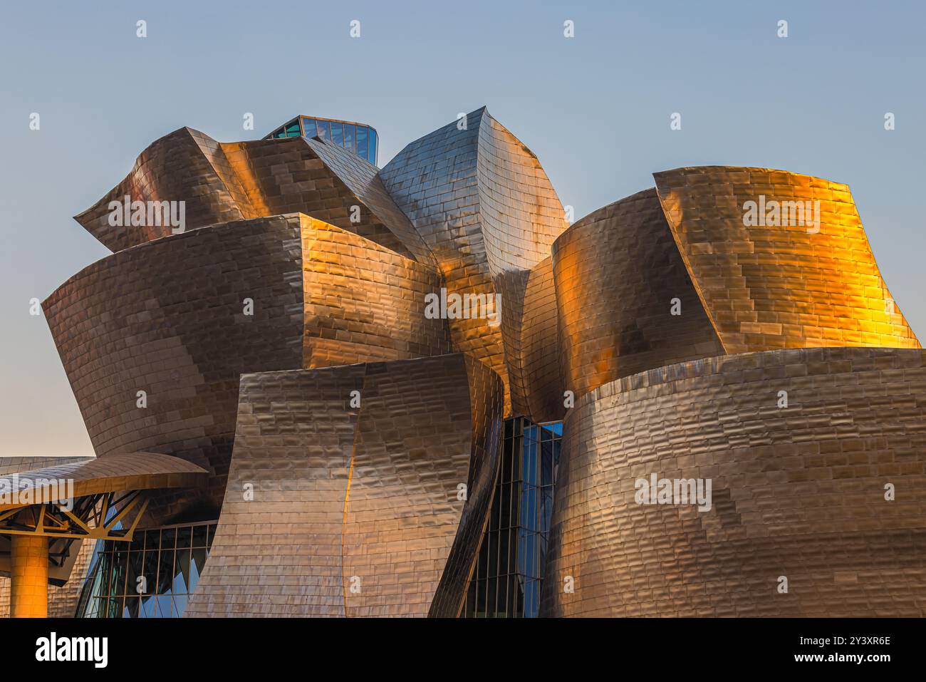 A close-up with details of the famous Guggenheim Museum in the Spanish ...