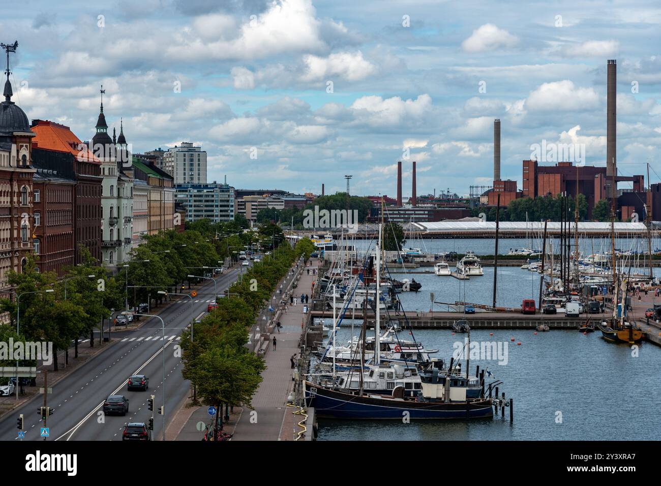 Aerial drone urban landscape Helsinki cityscape capital of Finland ...