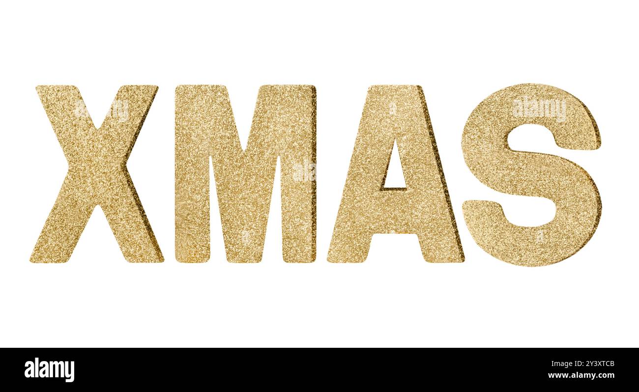 XMAS Christmas golden letters isolated on white background Stock Photo ...
