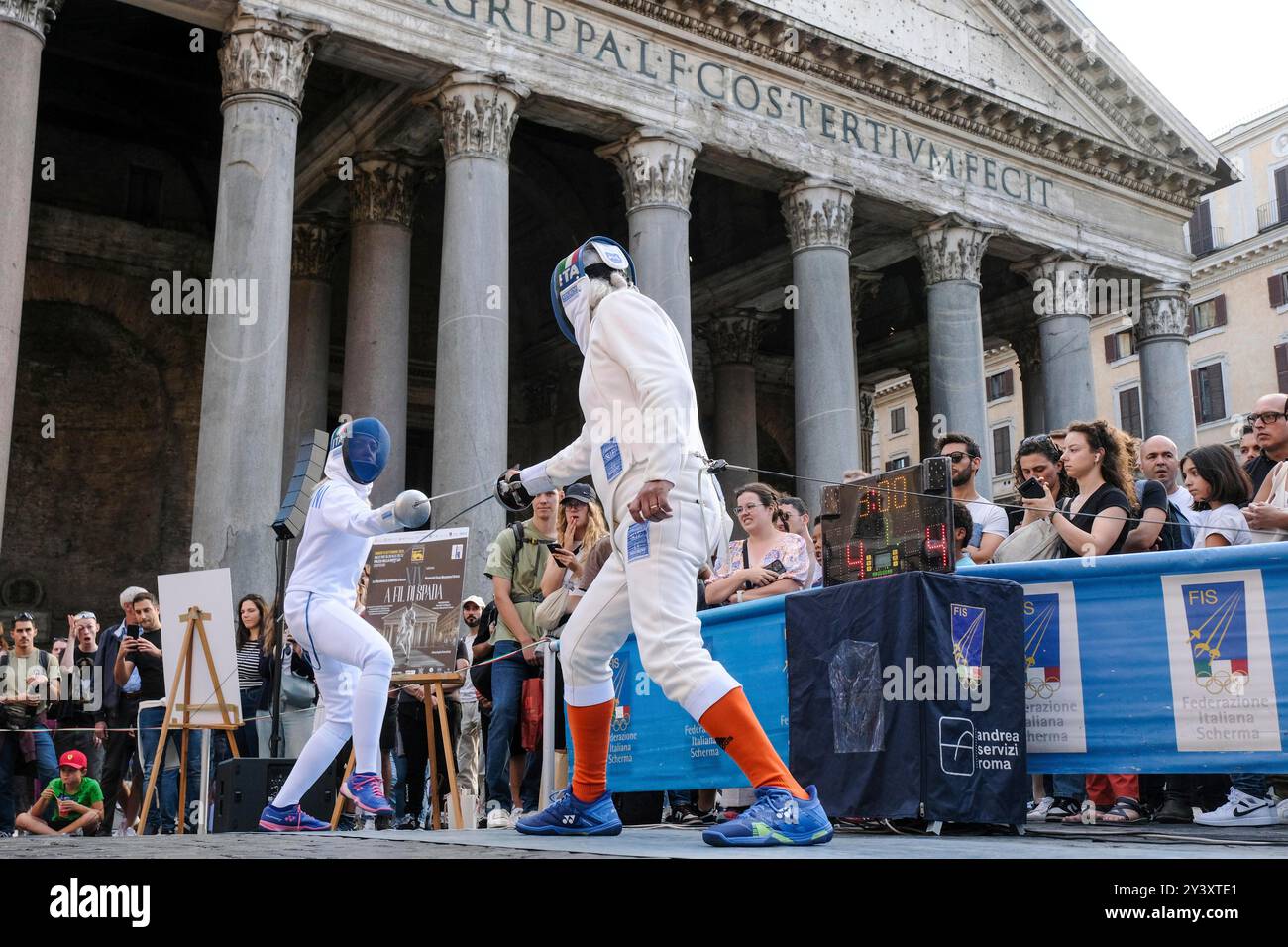Two fencers compete during the 14th edition of the fencing marathon 'A ...