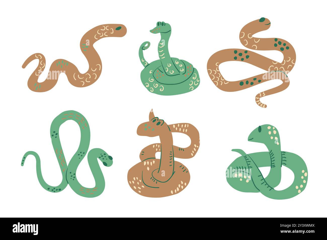 Set of snakes isolated on white background. Vector hand drawn ...