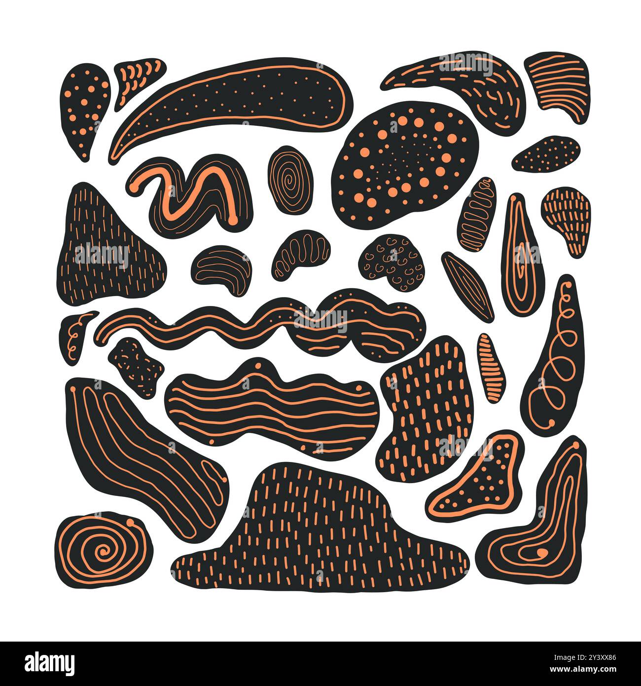 Hand-drawn various abstract, organic shapes set. Vector illustration ...