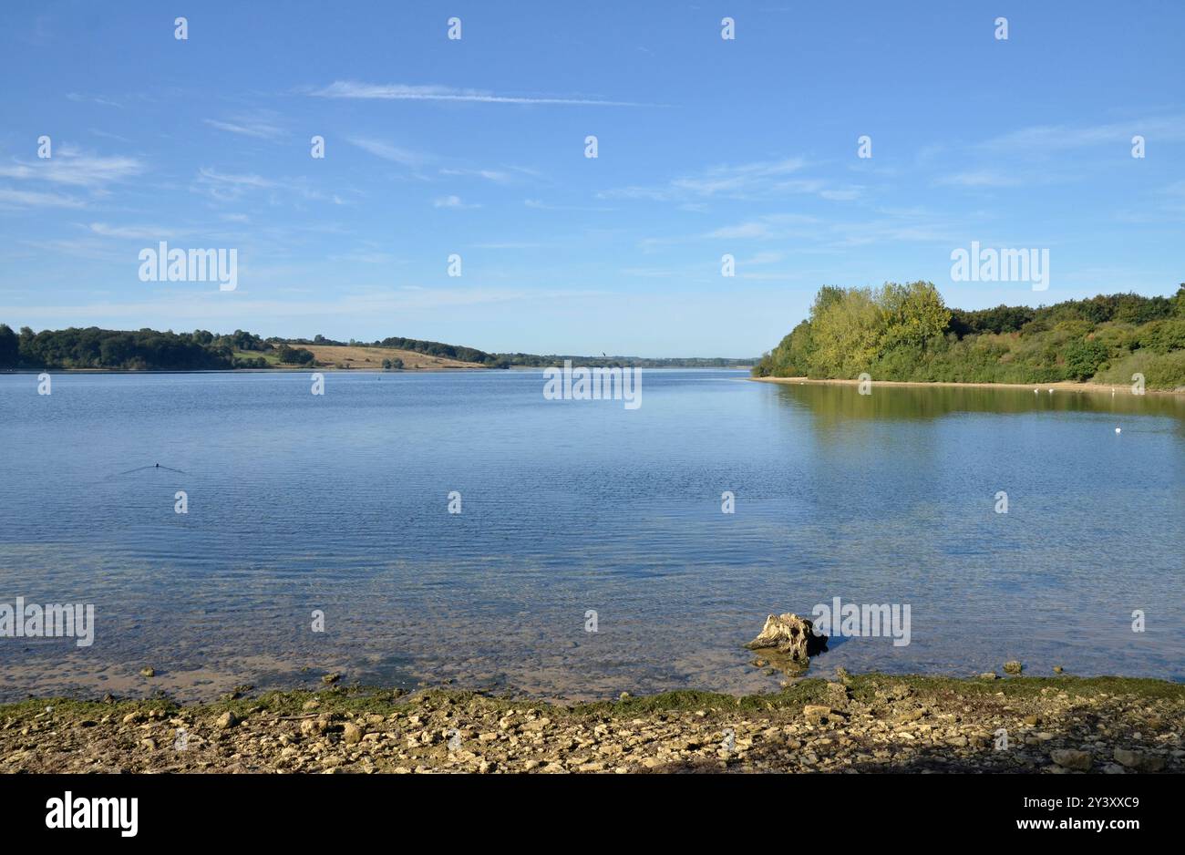 A view of Rutland Water, the largest man made reservoir in England ...