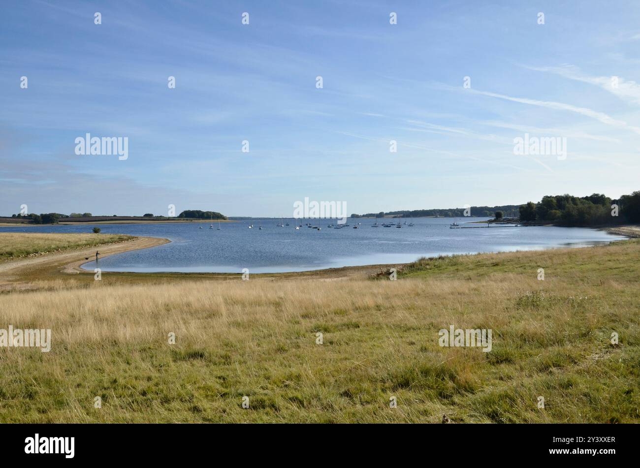 A view of Rutland Water, the largest man made reservoir in England ...