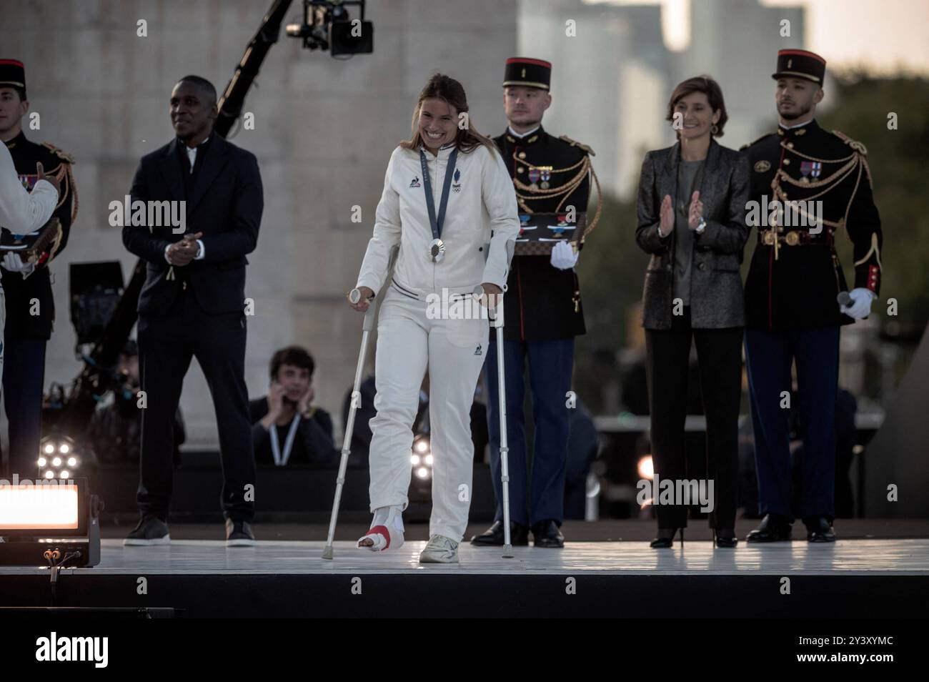 Paris, France. 14th Sep, 2024. French athletes during the parade of ...