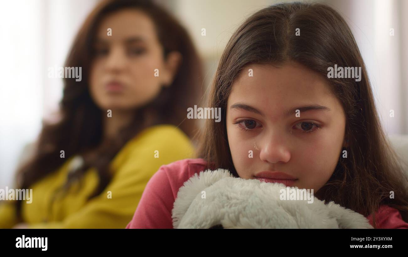 Upset scared sad Caucasian little girl sister crying child kid daughter ... Upset scared sad Caucasian little girl sister crying child kid daughter ...