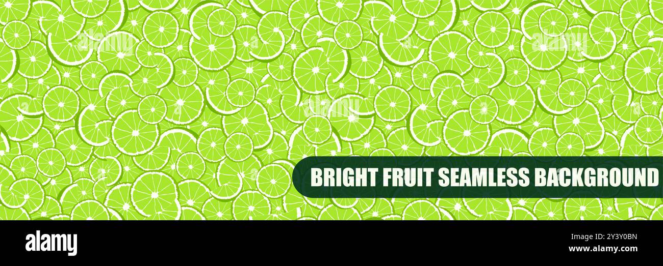 Bright seamless citrus fruit pattern. Repeatable green background with limes. Vibrant summer ...